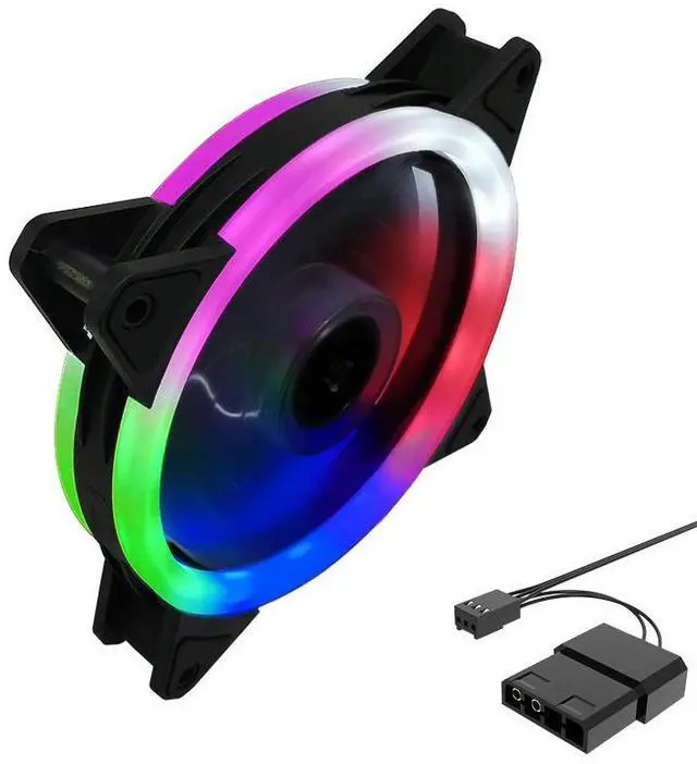 12cm LED color-changing dual-ring desktop computer case fan for silent ...