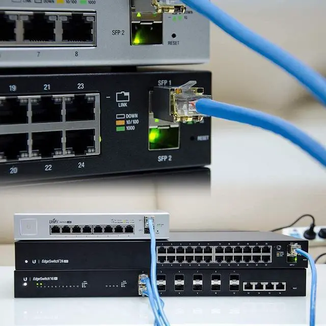 QSFPTEK 10G SFP+ to RJ45 Copper Module, 10GBASE-T SFP RJ-45 Transceiver ...