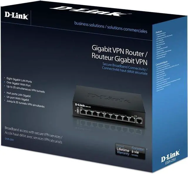 D-Link 8-Port Gigabit VPN Router, 1 Gigabit WAN, 1 Configurable LAN/WAN ...
