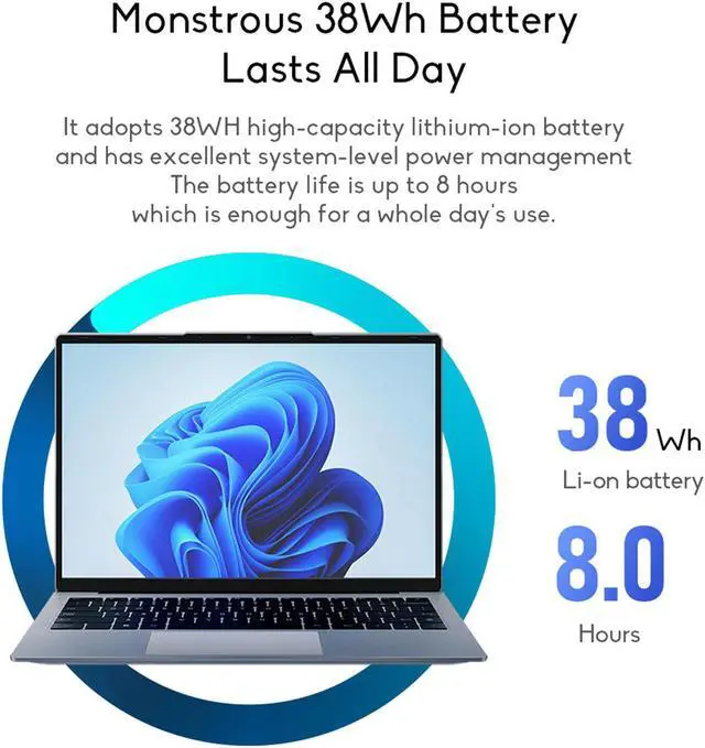 DERE R14 Laptop 14.1 Inch Intel Celeron N4500 8GB RAM 256GB SSD 1920 x ...