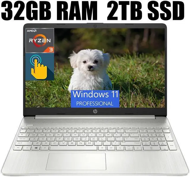 Refurbished: HP 15 Laptop, 15.6" HD Touchscreen, AMD Ryzen 3 3250U 2 cores processor, AMD Radeon ...