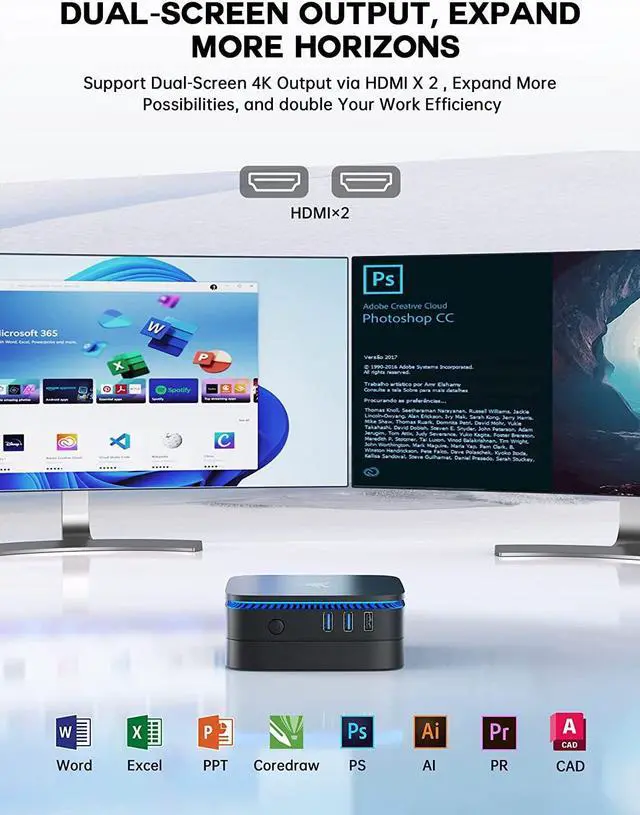 KAMRUI 4k Mini PC AK1 PRO, Intel 12th Gen N95(up to 3.4GHz) Mini Tower ...