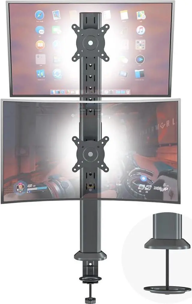 Dual Monitor Articulating Desk Mount Arm Stand - Vertical Stack Screen ...