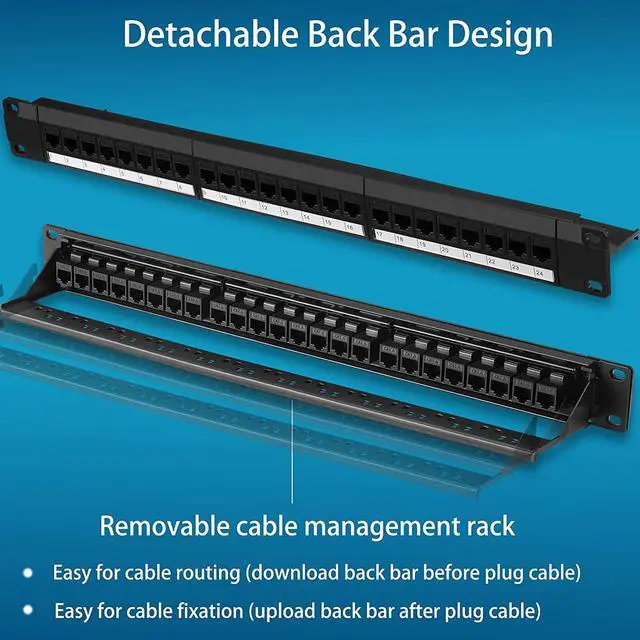 Patch Panel 24 Port Cat6 with Inline Keystone 10G Support, Pass-Thru ...