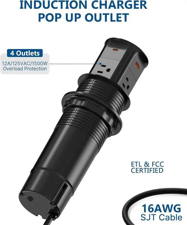 Pop up Outlet for Countertop, PD 20W USB C Fast Charging, 3.15" Desk ...