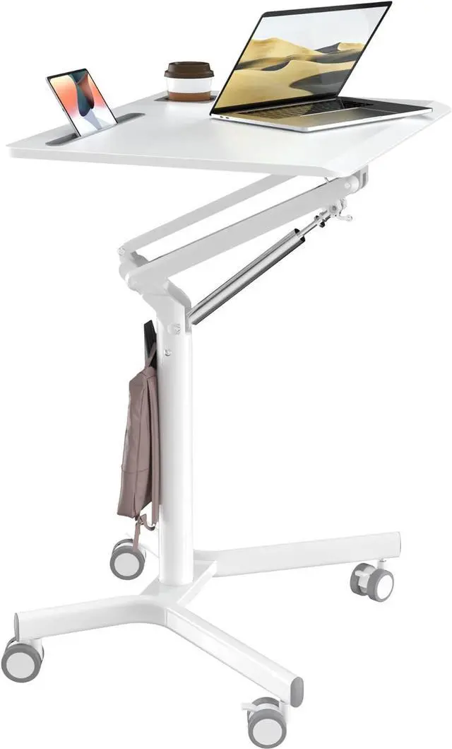 Mobile Standing Desk, 28 inch Small Height Adjustable Rolling Laptop ...
