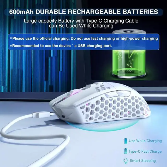 SM600 Wireless Gaming Mouse with Tri-Modes(BT5.1+BT5.1+2.4G ...