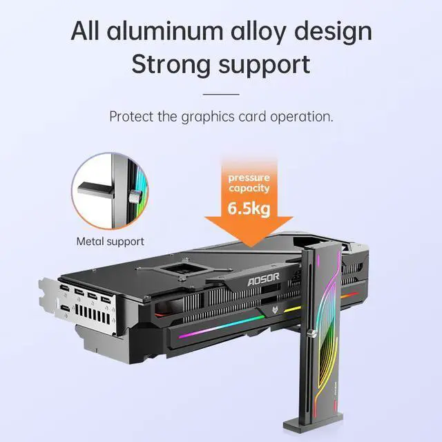 GPU Bracket, ARGB Graphics Card Magnetic Base Sliding Adjustable GPU ...