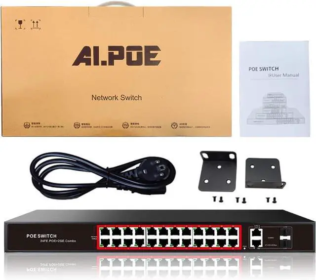 28 Port PoE Switch, 24 PoE+ Port@ 360W, 2 Gigabit Uplink, 2*1G SFP, 802 ...