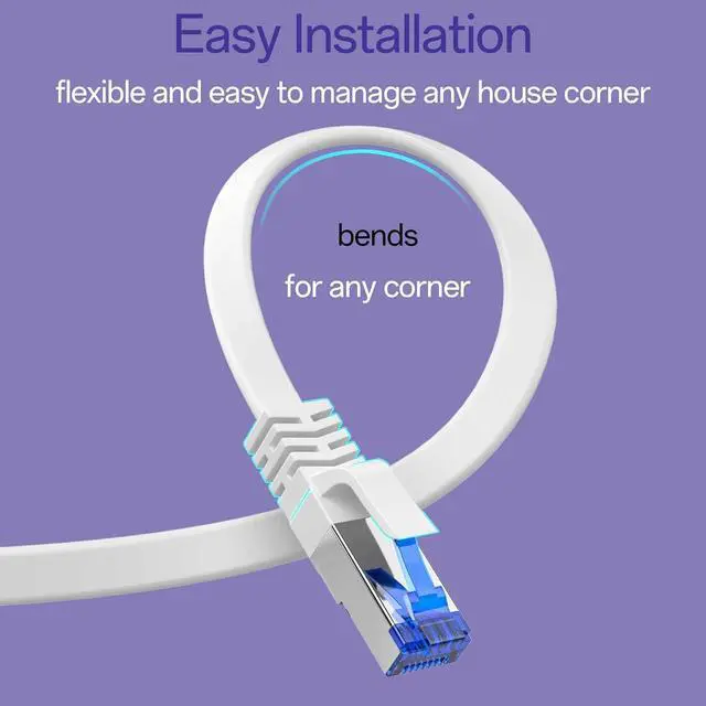 Cat8 Flat Ethernet Cable 50 FT Indoor & Outdoor, Invisable Ultra-Thin ...