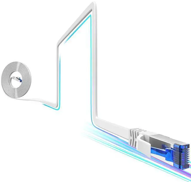 Cat8 Flat Ethernet Cable 50 FT Indoor & Outdoor, Invisable Ultra-Thin ...