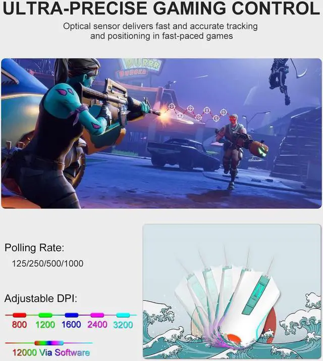 XVX G705 Wired Gaming Mouse, RGB Backlit PC Gaming Mouse with ...