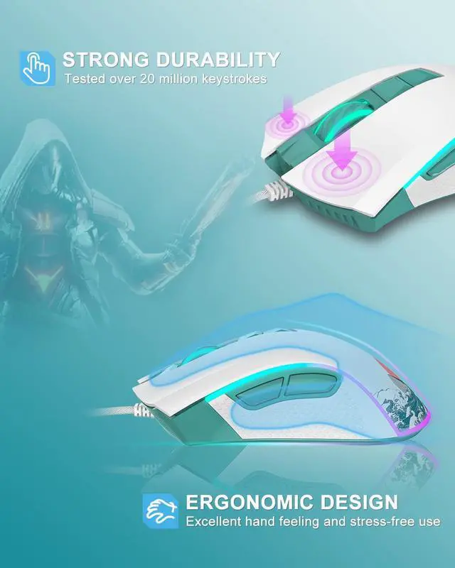 XVX G705 Wired Gaming Mouse, RGB Backlit PC Gaming Mouse with ...