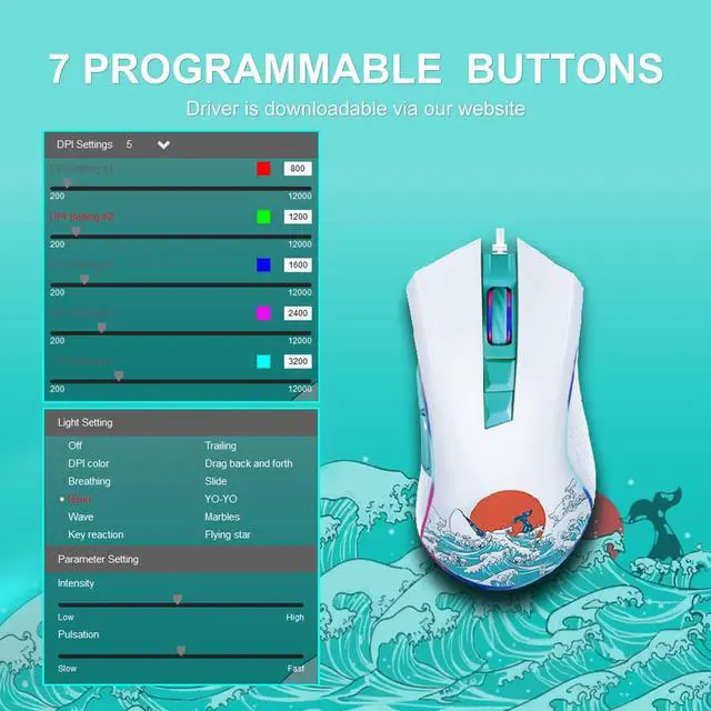 XVX G705 Wired Gaming Mouse, RGB Backlit PC Gaming Mouse with ...