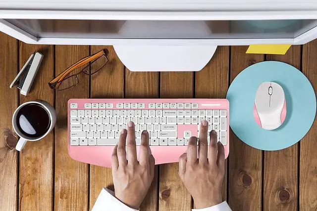Impecca Pink Wireless Keyboard and Mouse Combo for Computer with Palm ...