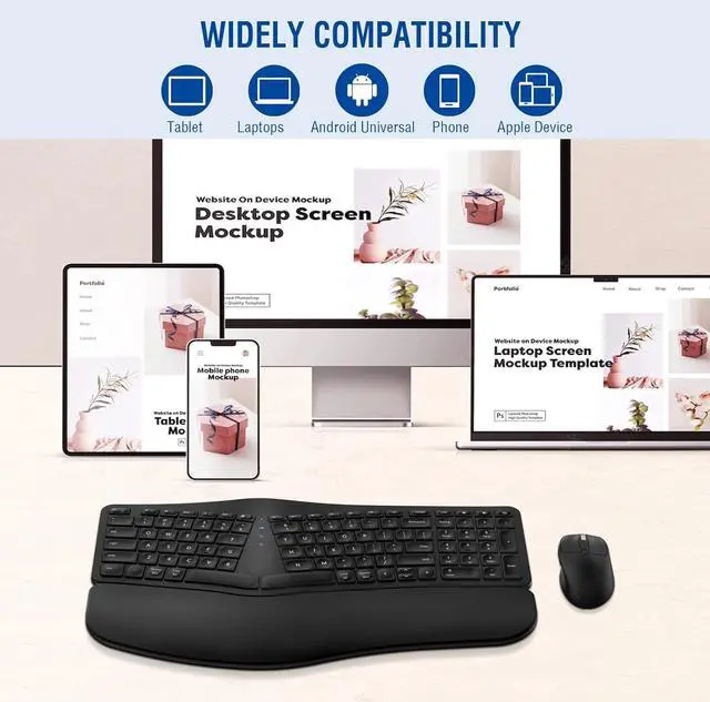 Mk960 Ergonomic Wireless Keyboard Mouse Combo Bluetooth 2 4g Split Design Keyboard With Palm