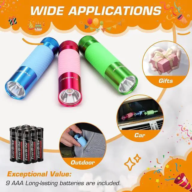 3-Pack Mini Flashlights Glow in Dark Flashlights Aluminum LED ...