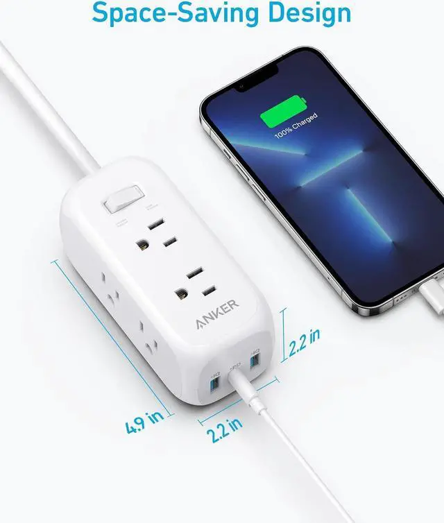 Anker 332 USB C Power Strip Surge Protector(300J),6 Outlets and 20W ...