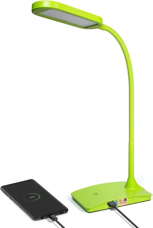 TW Lighting LED Desk Lamp with USB Charging Port Dimmable Study Home Office Lamps Green