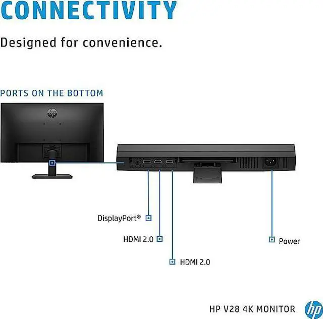 Refurbished: HP V28 4K UHD (3840 x 2160) Monitor 28" TN Panel 1ms ...