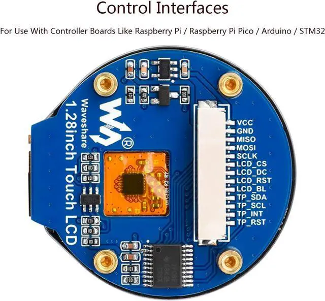 1.28inch Touch Round LCD Module with Touch Panel, 240×240 IPS Capacitive Display Screen, 65K RGB ...