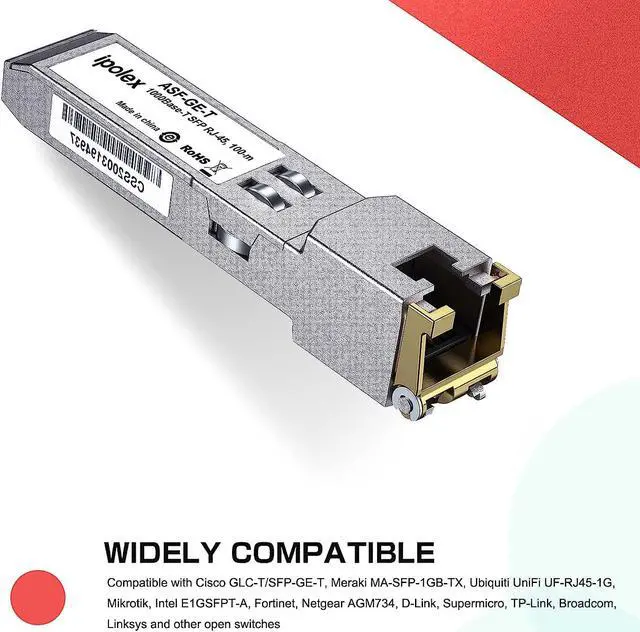 ipolex 1.25G SFP Copper Transceiver, 1000Base-T SFP to RJ45 SFP Module, Up to 100m,Gigabit SFP ...