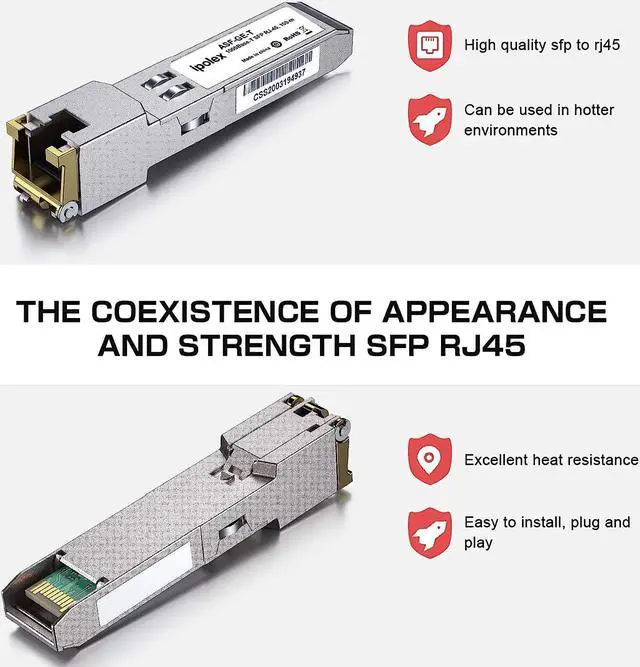 ipolex 1.25G SFP Copper Transceiver, 1000Base-T SFP to RJ45 SFP Module, Up to 100m,Gigabit SFP ...