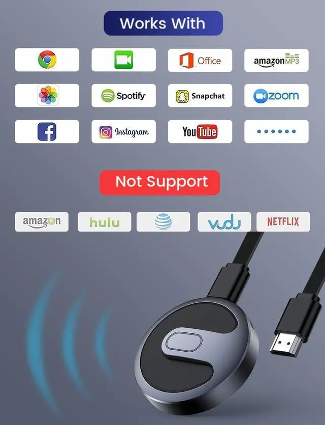 Wireless HDMI Display Dongle Adapter, Plug & Play Portable Wireless ...