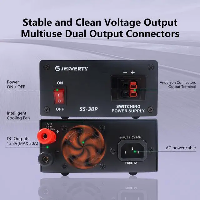 SS-30P 30Amps DC Regulated Universal Compact Bench Power Supply, AC-to-DC Power Convertor, 13.8V ...