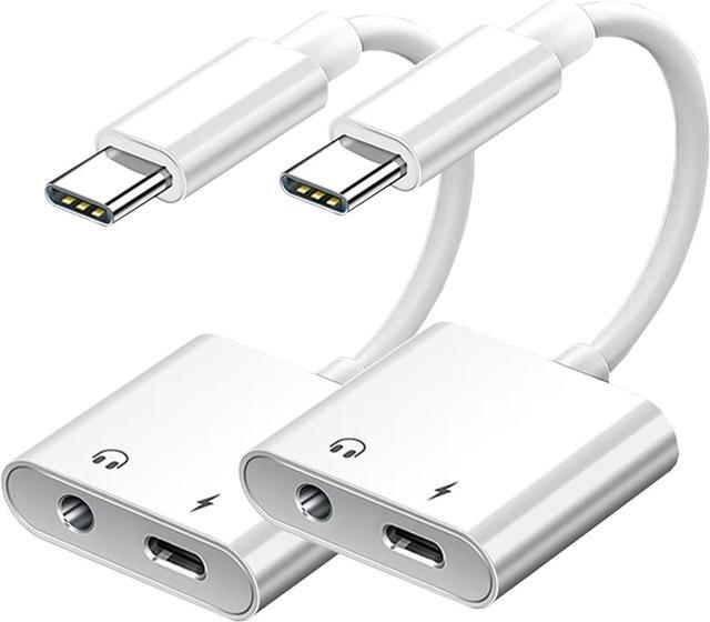 USB C to 3.5mm Headphone and Charger Adapter 2 Pack 2 in 1 USB Type C to Aux Audio Jack and PD Fast Charging Dongle Cable Cord for iPhone 15 Pro Max