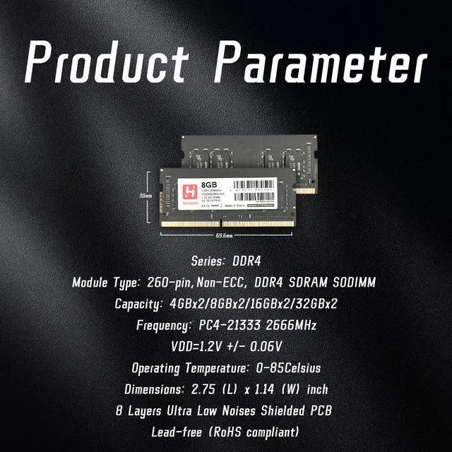 16GB(2x8GB) DDR4 Memory RAM 2666MHZ PC4-21333 260Pin CL 19-19-19-43 1.2V for Gaming Laptop ...