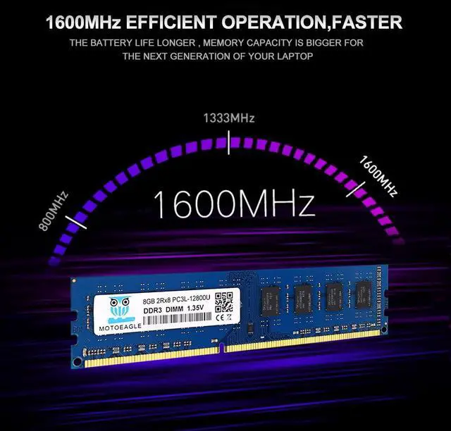 Motoeagle 16GB (2X8GB) PC3L-12800U DDR3L-1600 UDIMM RAM 2Rx8 DIMM DDR3 8GB 1600MHz PC3 12800 ...