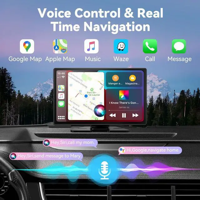 Wireless Carplay Screen for Car, 9" Android Auto Screen with 4K Dashcam ...