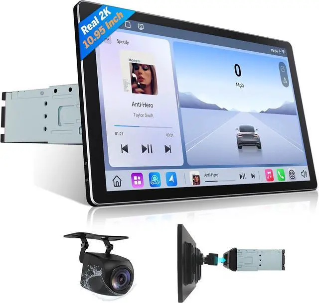 EONON Single Din Car Radio, 10.95-inch 2K HD Large Screen, Android 13 ...