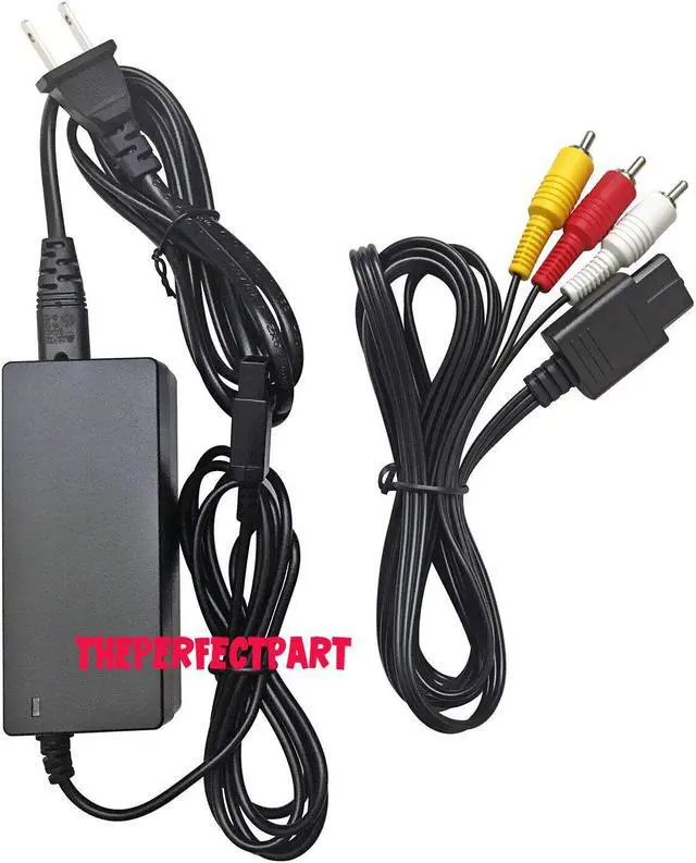 AC Adapter Power Supply & Audio Video A/V Cable for Nintendo GameCube ...