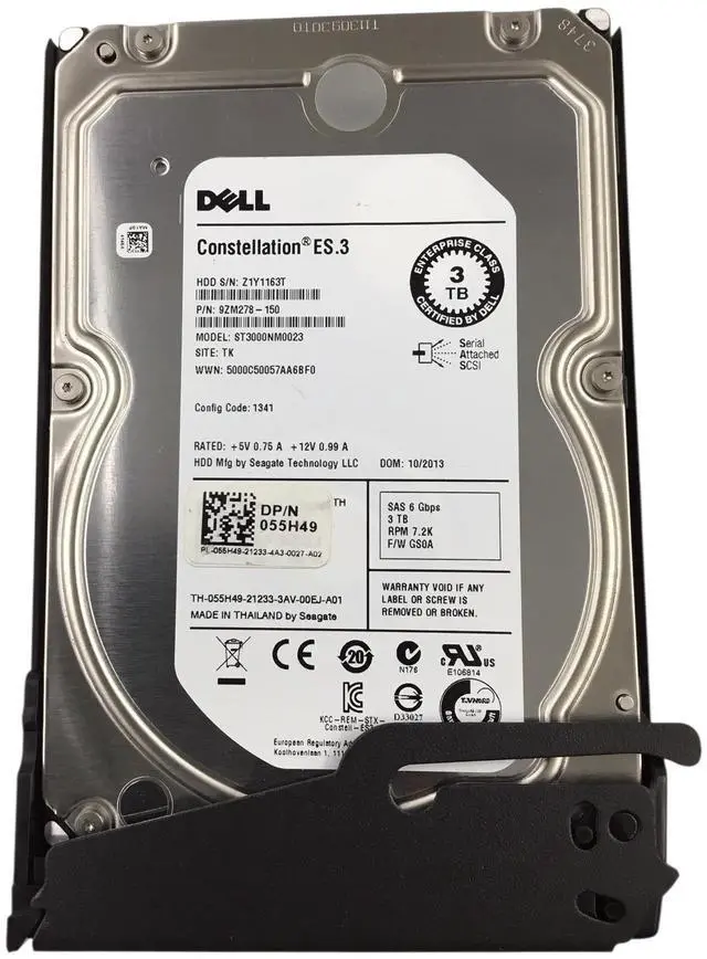 Refurbished: Dell Constellation ES.3 ST3000NM0023 055H49 3TB SAS 6 Gbps ...
