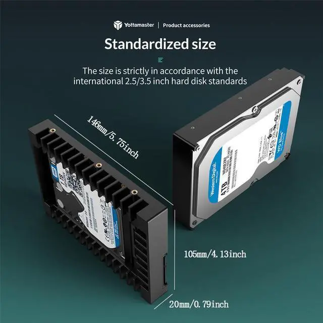 Yottamaster 2.5 To 3.5 Inch Hard Drive Caddy Support SATA2 / SATA3 HDDs ...