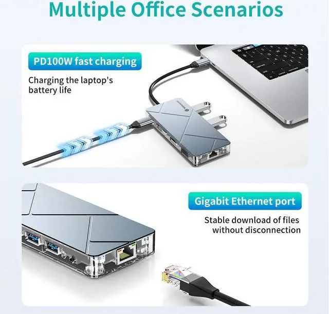 Yottamaster USB C Hub, PowerExpand 8-in-1 USB C Adapter, with PD 100W ...