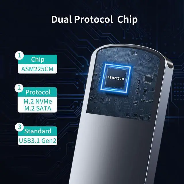 Yottamaster M.2 SATA Enclosure, Tool-Free USB 3.2 5Gbps SSD Enclosure ...