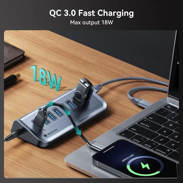 Yottamaster USB 3.0 Hub 8 Ports with 18W Charging, Powered USB Hub with ...