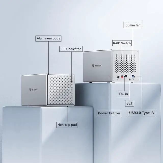 Yottamaster 4 Bay RAID Enclosure,Aluminum 4 Bay 2.5/3.5 Inch USB3.0 ...