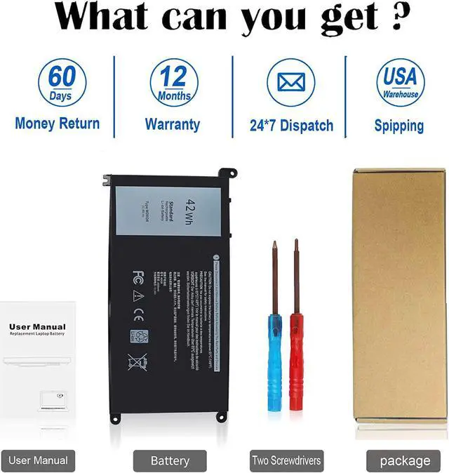 42WH WDX0R Battery for Dell Inspiron 15 5565 5567 5568 5578 5579 7579 ...