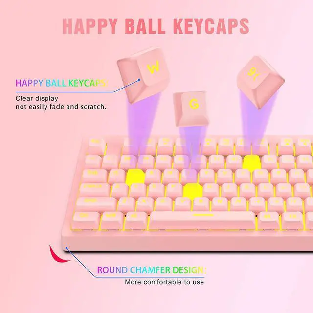 KOLMAX HUNTER RGB Pink Gaming Keyboard and Mouse Combo,87 Keys Gaming ...