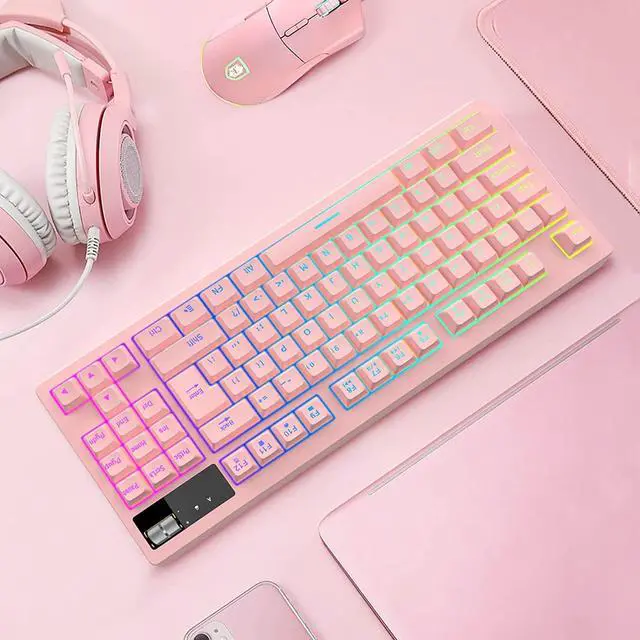 KOLMAX HUNTER RGB Pink Gaming Keyboard and Mouse Combo,87 Keys Gaming ...
