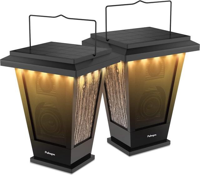 pohopa Bluetooth Speakers Waterproof Solar Powered 2 Packs True Wireless Stereo Sound 20W Speakers Dual Pairing Lantern Indoor Outdoor Speakers with 20 Piece LED Lights Richer Bass Black Newegg