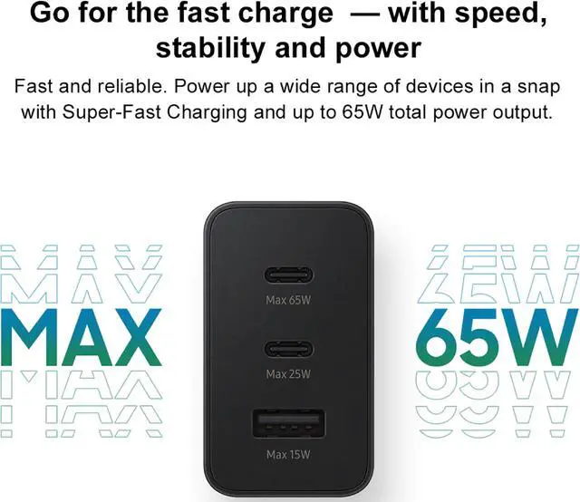 Original Samsung Official 65W PD Power Adapter Trio (EP-T6530) - Black - Newegg.com