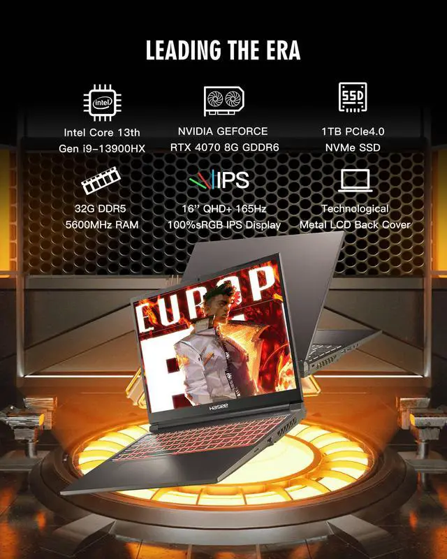 Hasee TX (16'', i9-13900HX, RTX4070), Gaming Laptop, i9-13900HX 5.4GHz, 32G DDR5 5600MHz RAM, 1T ...