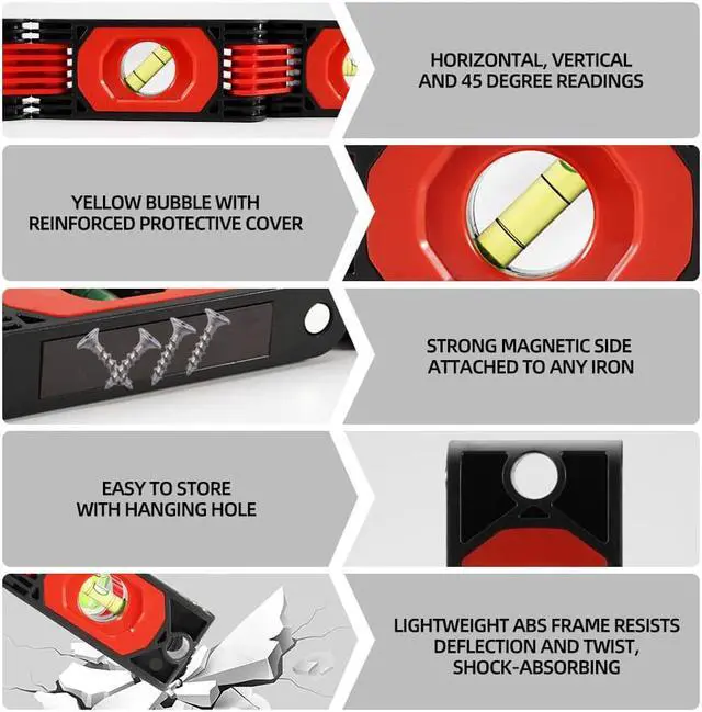 Foldable Level Tool Magnetic Multi Function Folding Level Bendable ...