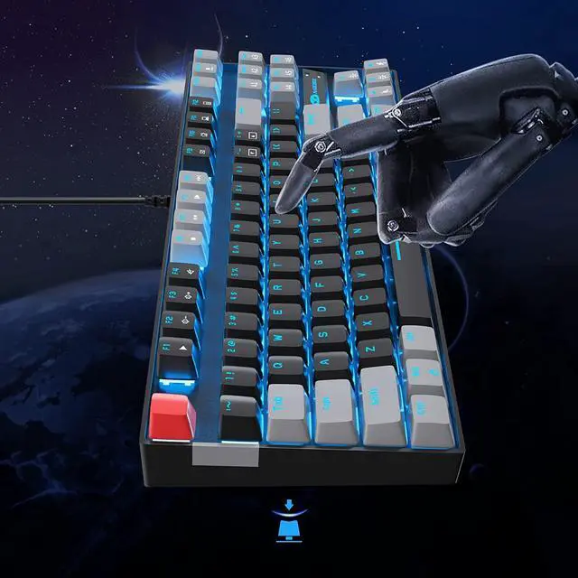 75% Mechanical Gaming Keyboard with Red Switch, MageGee LED Blue ...