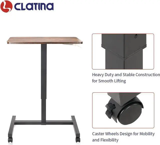 CLATINA Round Edge Design Elegant Mobile Laptop Desk Pneumatic Sit to ...